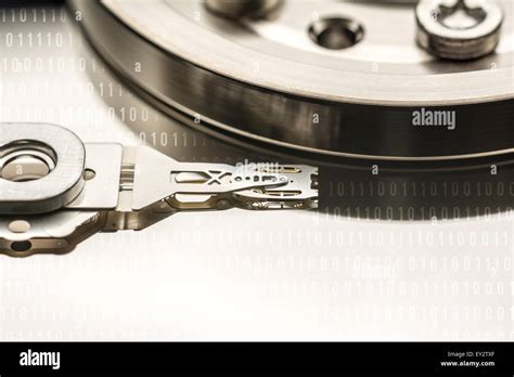Computer Hard Disk Drive Internals And Binary Number Code Stock Photo Alamy