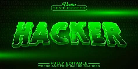 premium vector green hacker vector editable text effect template