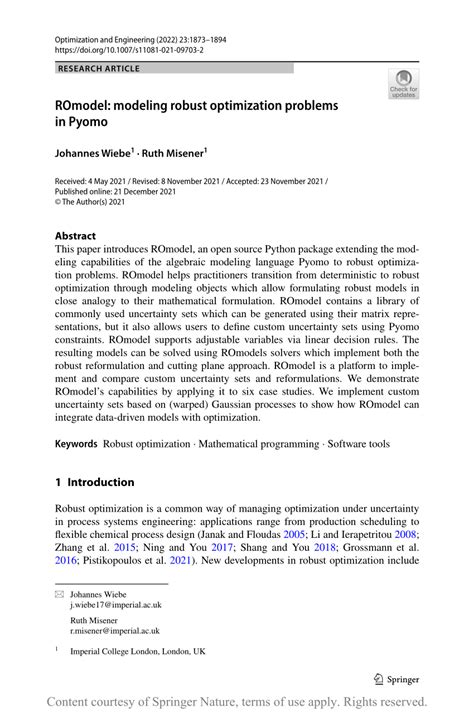 pdf romodel modeling robust optimization problems in pyomo