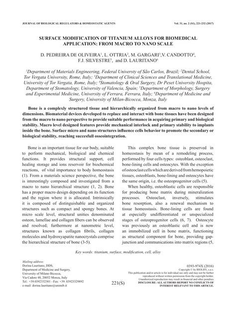 Pdf Surface Modification Of Titanium Alloys For Biomedical