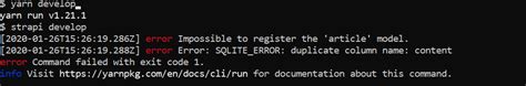 Cant Save Content Model And Start Strapi Server After Adding
