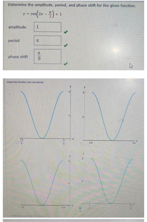 Solved Determine The Amplitude Period And Phase Shift For