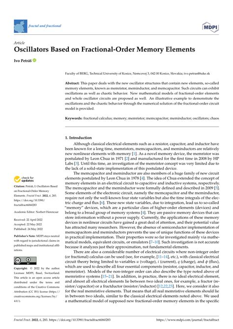 Pdf Oscillators Based On Fractional Order Memory Elements