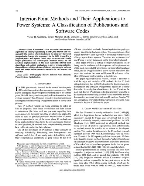 Pdf Interior Point Methods And Their Applications To Power Systems A