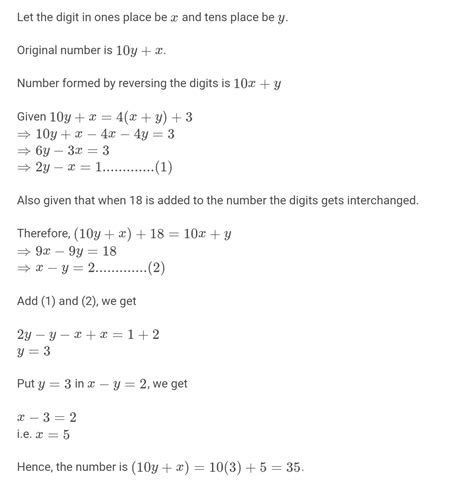 a two digit number is 3 more than 4 times the sum of the digits if