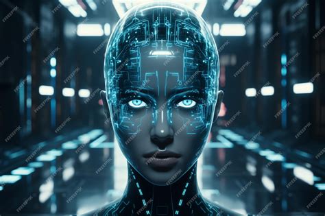 Premium Ai Image Futuristic Artificial Intelligence Face Technology Background