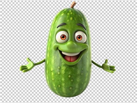 Premium Psd Happy Smiling Cucumber Character Cute