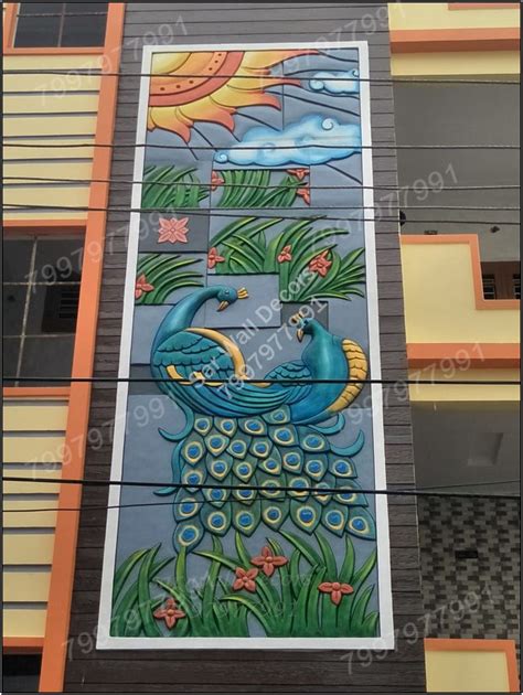 Front Elevation Peacock Wall Mural Design From Hyderabad Mural Design Mural Art Design Mural