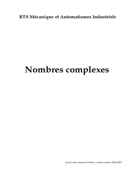 Complex Pdf Nombre Complexe Coordonnées Cartésiennes