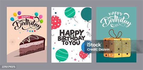 생일 축하합니다 인사말 카드 클립 아트 포스터 세트입니다 생일 인사말 초대장 및 소원 템플릿 클립 아트 모음 공휴일에 대한 스톡 벡터 아트 및 기타 이미지 Istock