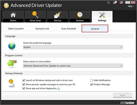 User Interface Advanced Driver Updater
