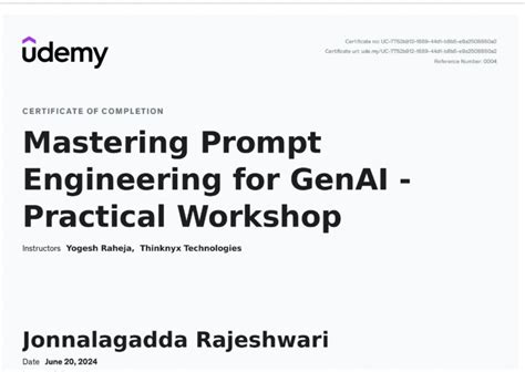 Jonnalagadda Rajeshwari On Linkedin Leveled Up My Ai Skills With A Course On Mastering Prompt