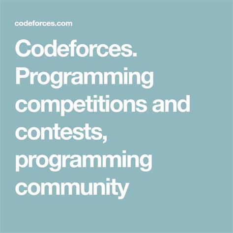 Codeforces Programming Competitions And Contests Programming Community Programming