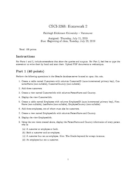 3325207 289366737 Csci 3268 Homework 2 8603 Homework 2 Fairleigh