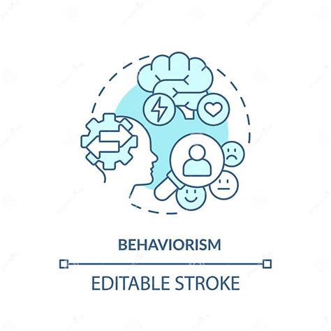Thin Line Blue Icon Behaviorism Concept Stock Illustration