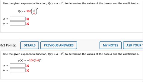 Solved Use The Given Exponential Function Fxa⋅bx To