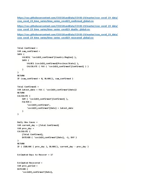 Covid Data For Pbi Dashboard Pdf