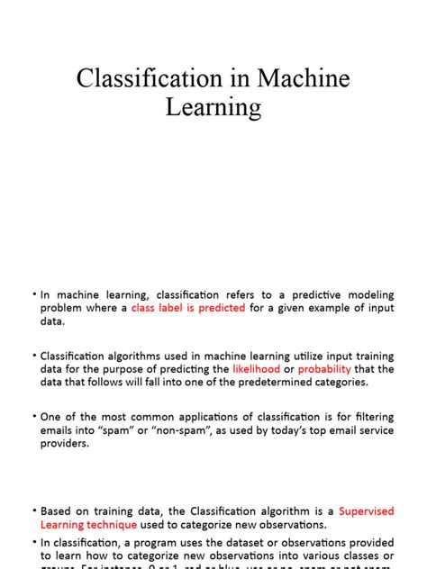 Classification In Machine Learning Pdf
