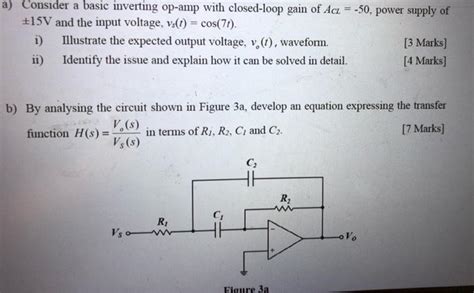 solved a consider a basic inverting op amp with closed loop