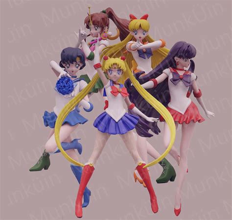 Sailor Moon Team Stl 3d Print Files My Stl