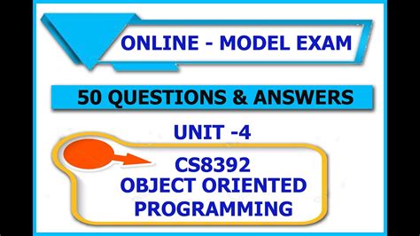 Cs8392 Oops Online Mcq Test And Answers Youtube