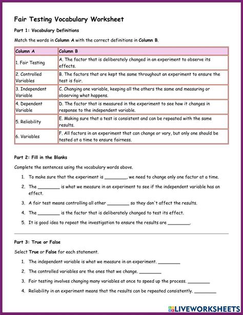 Fair Testing Vo Free Interactive Worksheets 8015377