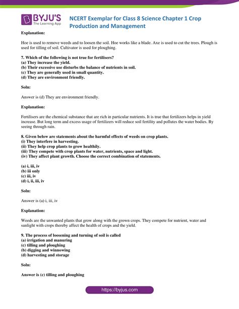 Ncert Exemplar Class 8 Science Solutions Chapter 1 Crop Production And Management