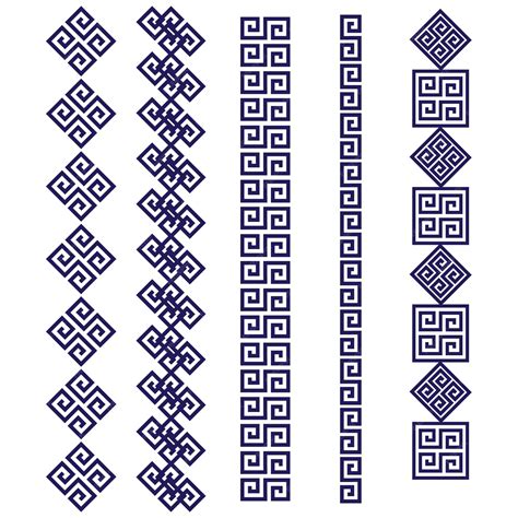 Premium Vector A Set Of Four Blue Coloured Geometric Border Patterns
