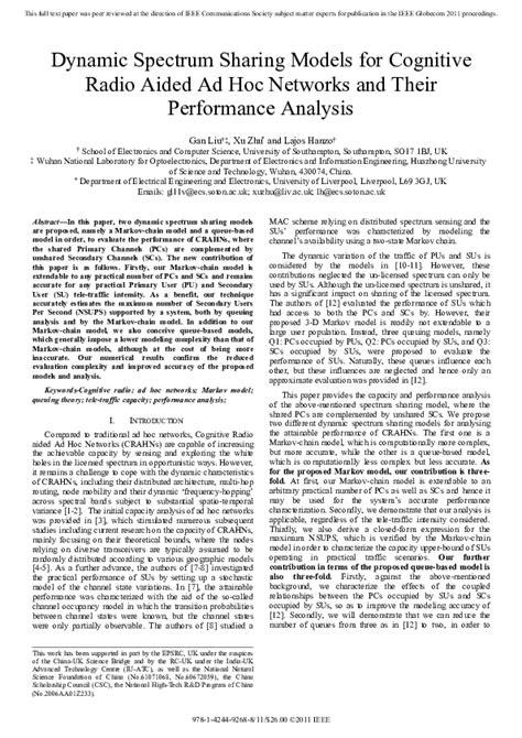 pdf dynamic spectrum sharing models for cognitive radio aided ad hoc