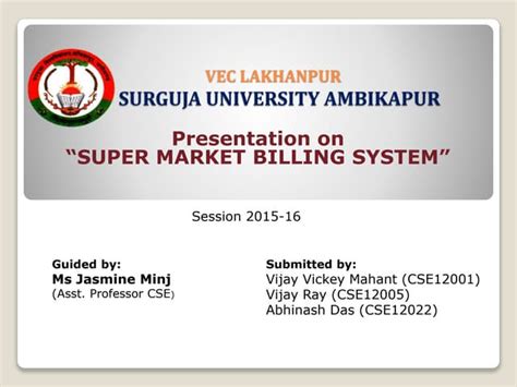 Project Super Market Billing System Pptx Grocery Shopping Shopping