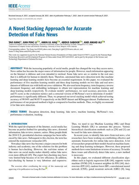 A Novel Stacking Approach For Accurate Detection Of Fake News Pdf Machine Learning Support