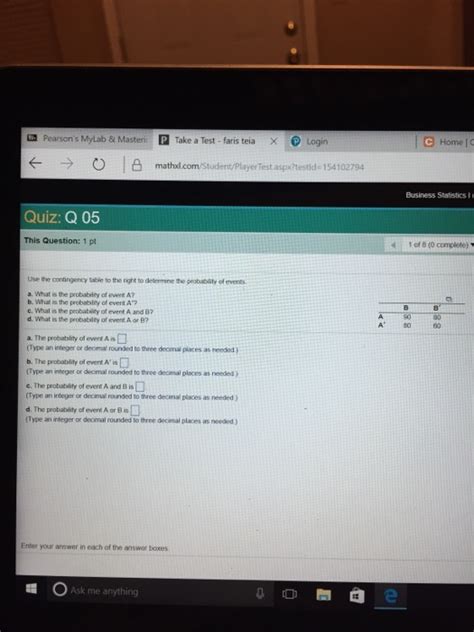 solved use the contingency table to the right to determine