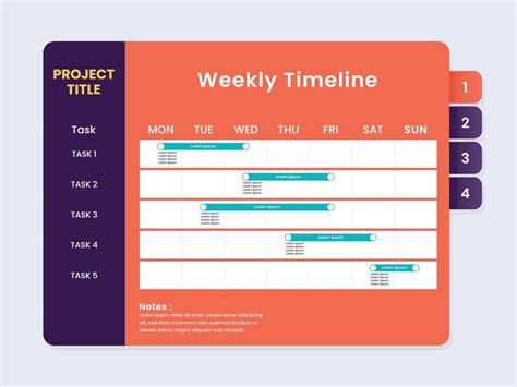 Weekly Timeline Project Template 18735333 Vector Art At Vecteezy