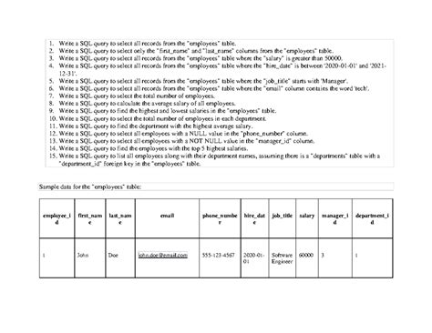 Write A Sql Query To Select All Records From The 1 Write A Sql Query To Select All Records