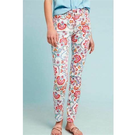 Anthropologie Jeans Anthropologie Pilcro White Floral Skinny Jeans