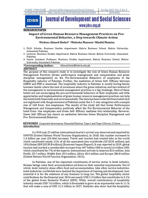 Impact Of Green Human Resource Management Practices On Pro Environmental Behavior A Step