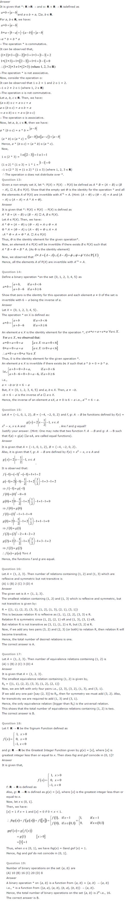 Ch Relations And Functions NCERT Solutions Class Maths