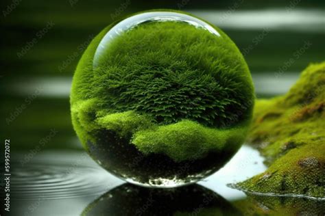 marimo moss ball created with generative ai technology stock