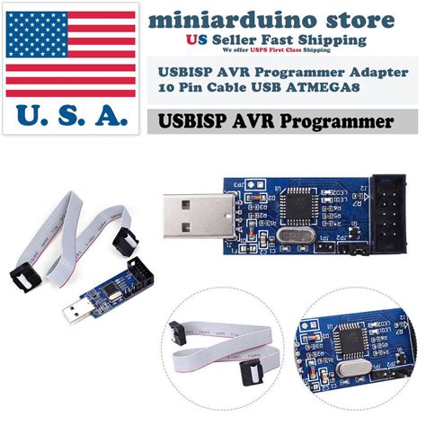 Usbasp Usbisp Avr Programmer Adapter 10 Pin Cable Usb Atmega8 Atmega12