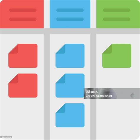 칸반 보드 개념 작업 관리 벡터 색상 아이콘 디자인 흰색 배경에 소프트웨어 및 웹 개발 기호 컴퓨터 프로그래밍 및 코딩 스톡 일러스트 간반에 대한 스톡 벡터 아트 및 기타