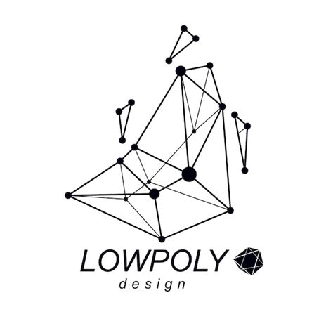 추상적인 벡터 기하학적 형태 3d 모양입니다 통신 기술 현대 상징입니다 프리미엄 벡터