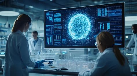 Laboratory Research On Digital Brain Interface Premium Ai Generated Image