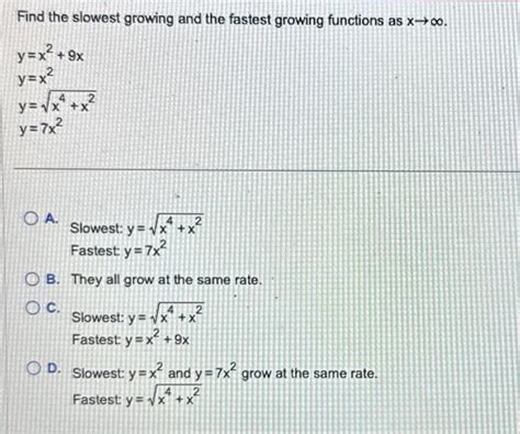 Solved Find The Slowest Growing And The Fastest Growing