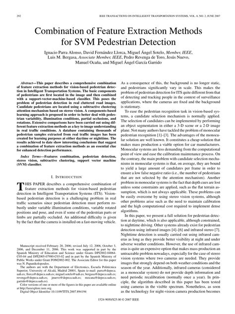Pdf Combination Of Feature Extraction Methods For Svm Pedestrian