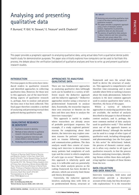 Analysing And Presenting Qualitative Data A Cademic News