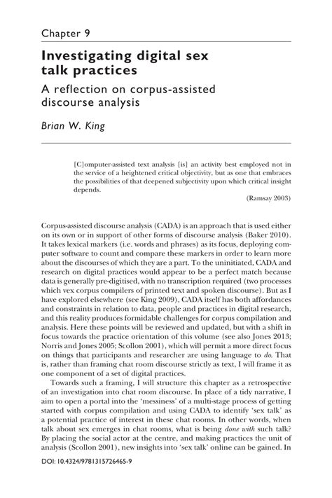 Pdf Investigating Digital Sex Talk Practices A Reflection On Corpus Assisted Discourse Analysis