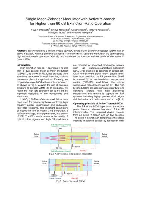 Pdf Single Mach Zehnder Modulator With Active Y Branch For Higher Than 60 Db Extinction Ratio