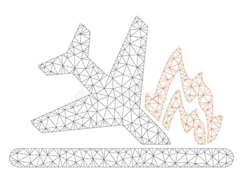 airplane crash polygonal frame vector mesh illustration stock vector