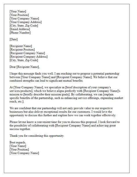 Letter Template For Value Proposition Statement Free Samples In Pdf Letterin
