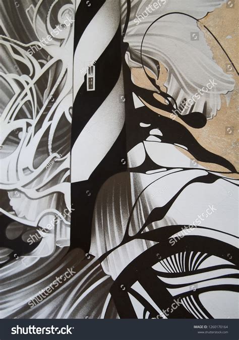 Abstract Black White Waves Texture Drawing Stock Illustration 1260170164 Shutterstock